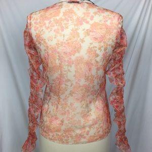Zara | Tops | Zara Floral Sheer Long Sleeve Mesh Top | Poshmark